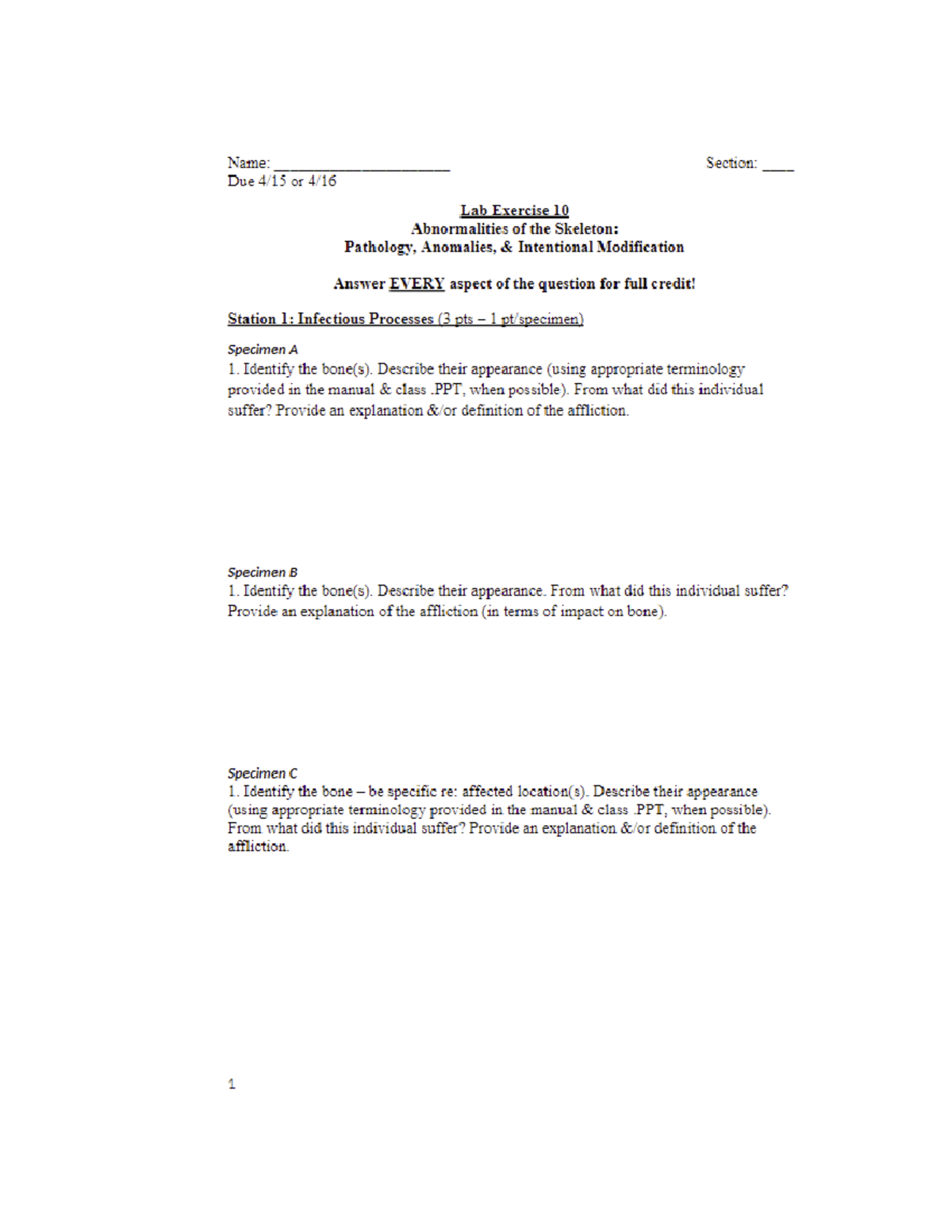 Lab 10 - Lab 10 from lab section - Anth 168 - Studocu