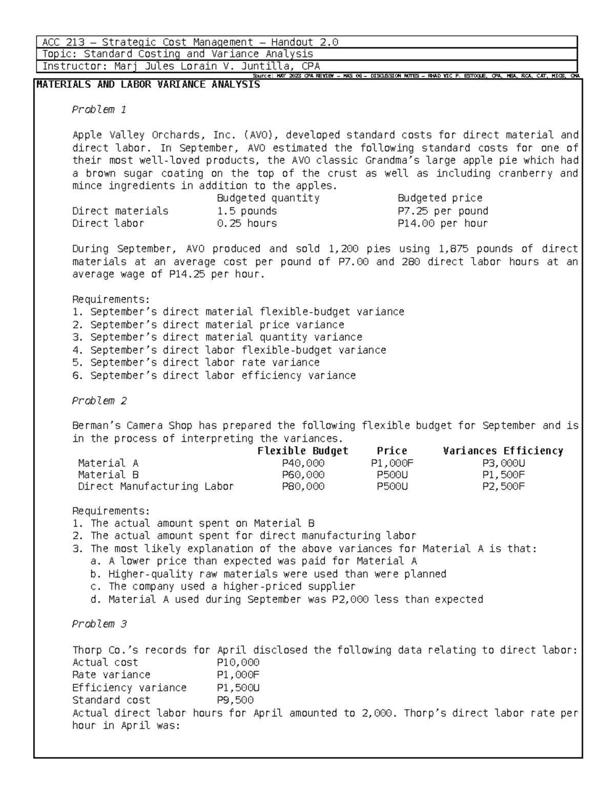 ACC-213-Handout-02-Standard-Costing-and-Variance-Analysis 0 - ACC 213 ...