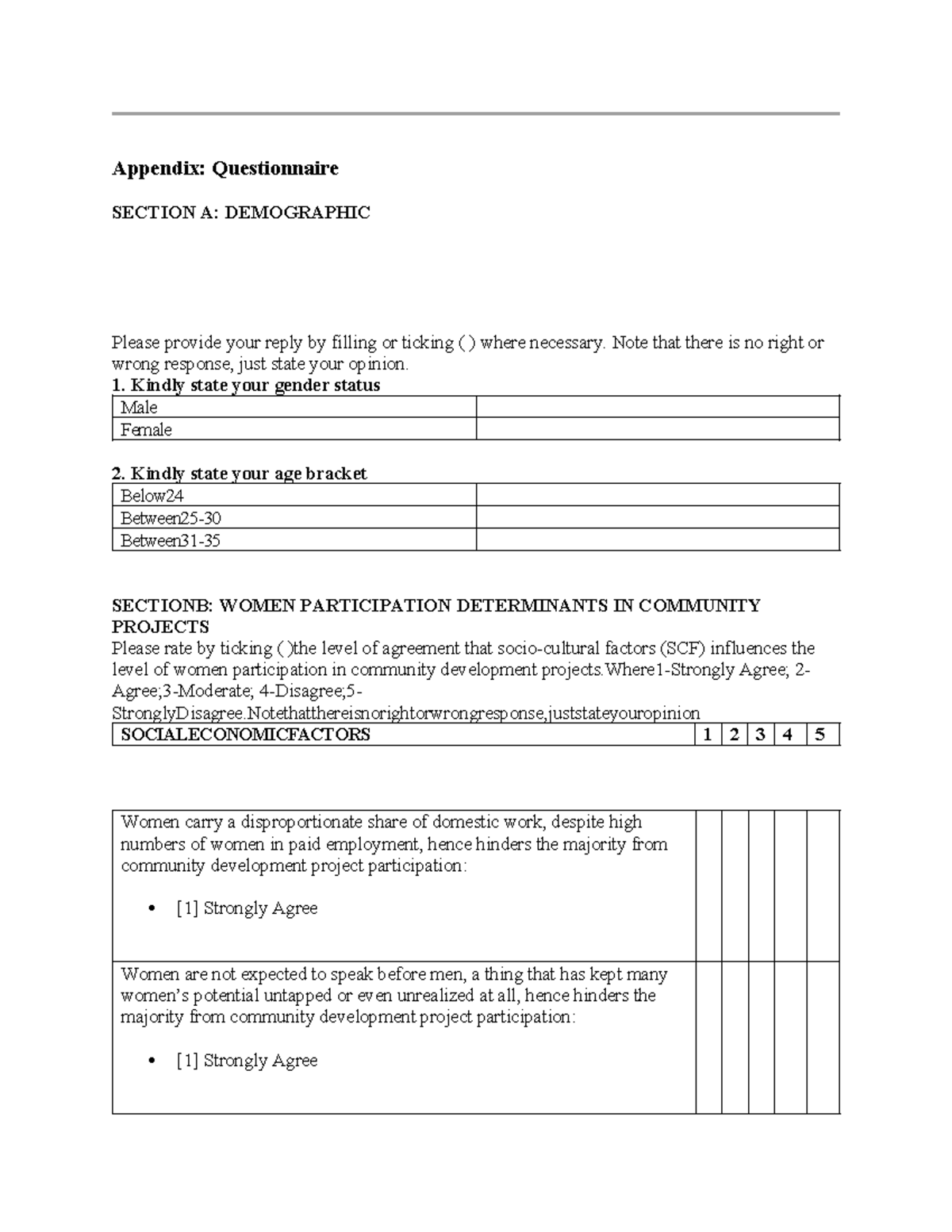 Chapter Three - SUMMARIES - Appendix: Questionnaire SECTION A ...