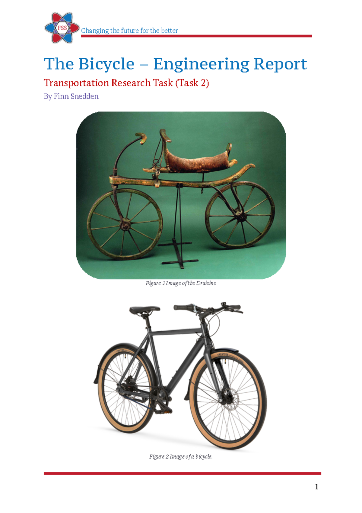 Finn Snedden Transportation Research Task (Task 2) - The Bicycle ...