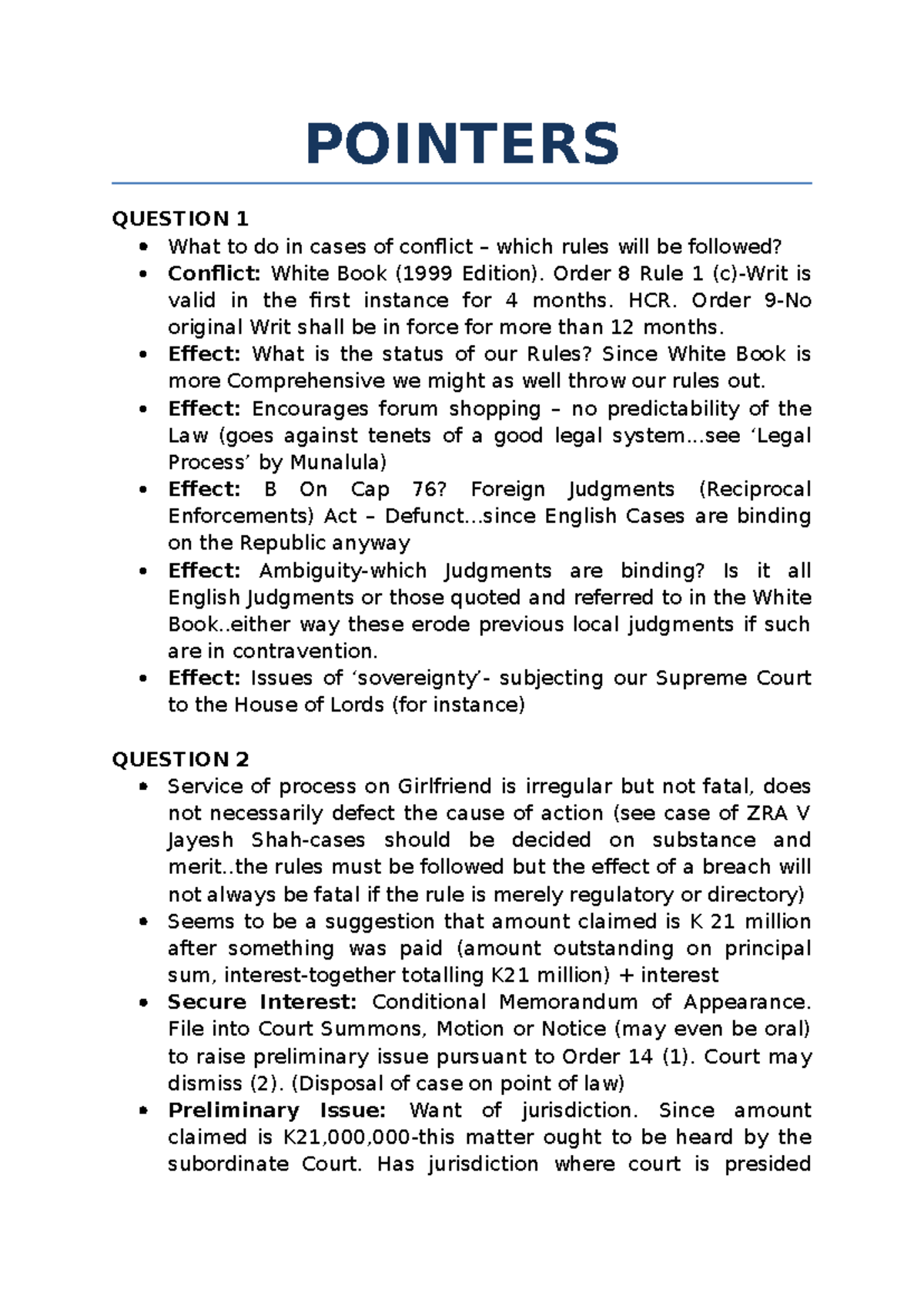 Pointers Lecture Notes Pointers Question 1 What To Do In Cases Of Conflict Which Rules 