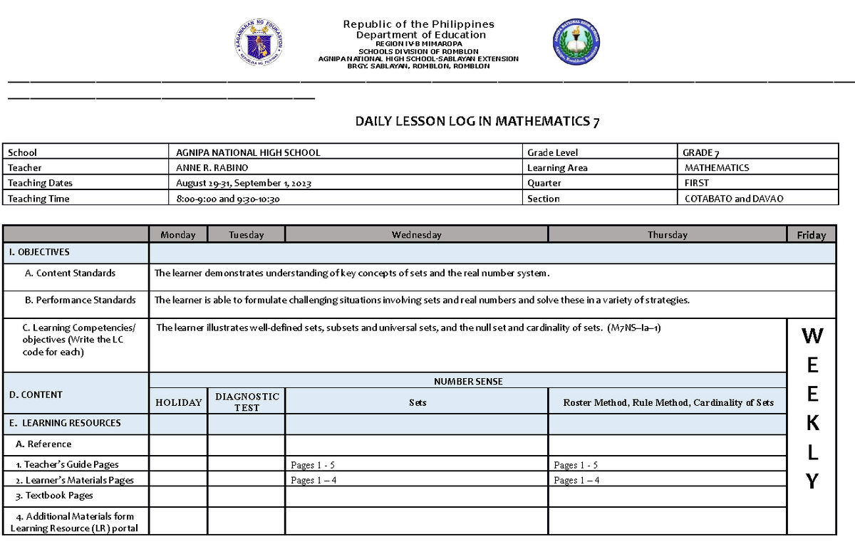 Quarter 1 Week 1 - None - - Studocu