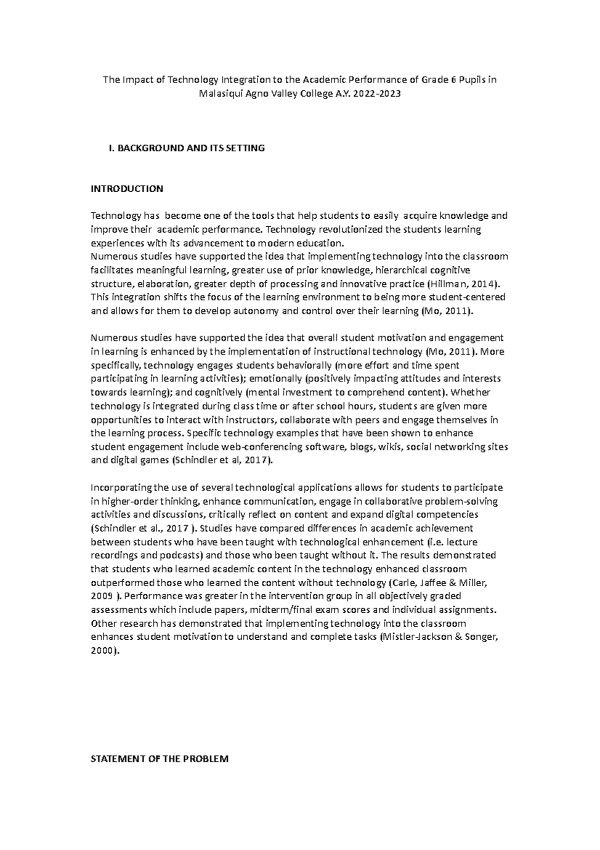 BEED-3A - MANDATORY ASSIGNMENT - The Impact of Technology Integration ...