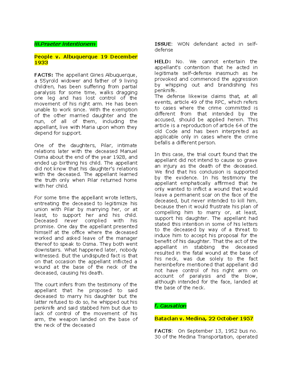 Criminal review digests - iii intentionem People v. Albuquerque 19 ...