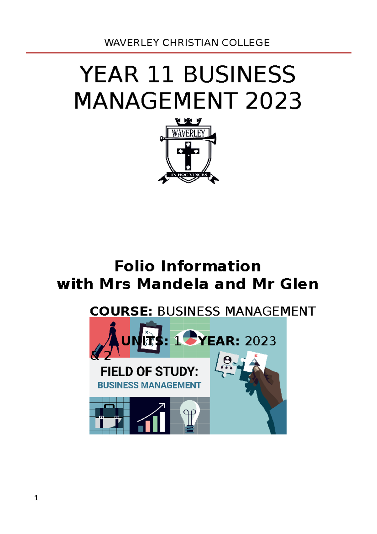 Business Folio Task 2023 - WAVERLEY CHRISTIAN COLLEGE YEAR 11 BUSINESS ...