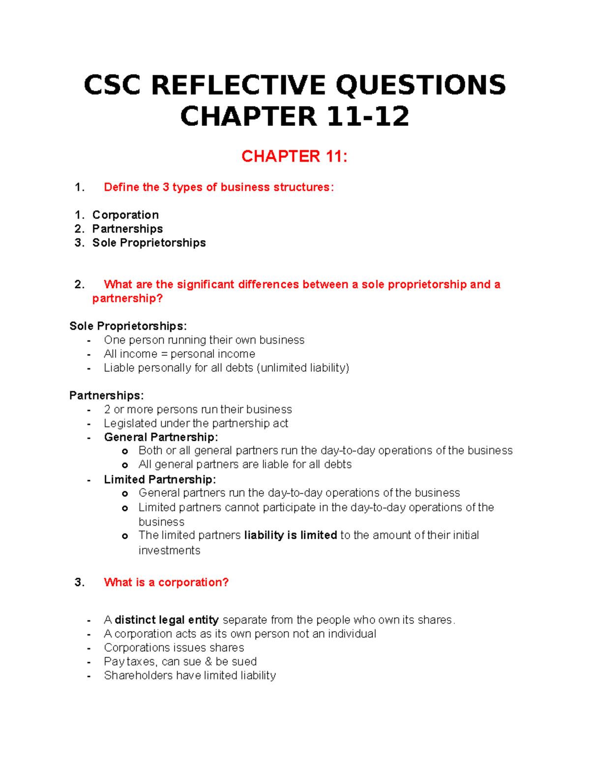 CSC 11-12 - Everything you need to know for Chapters 11-12 - Canadian ...