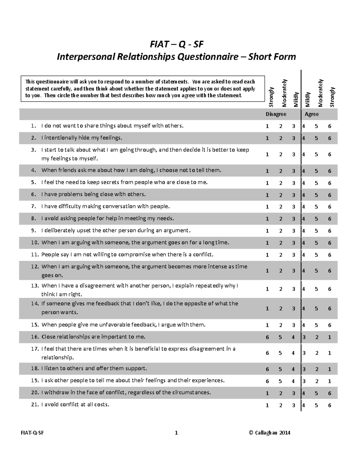 Questionnaire on interpersonal skills - FIAT-­‐Q-­‐SF 1 © Callaghan ...