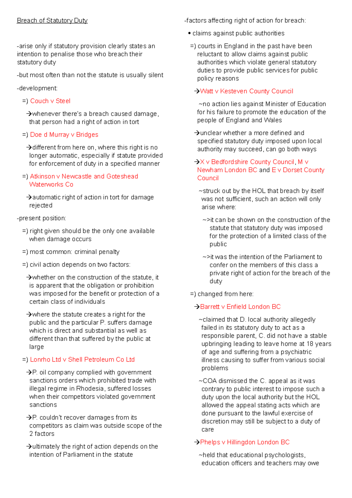 Chapter 3 (Breach of Statutory Duty) - Breach of Statutory Duty -arise ...