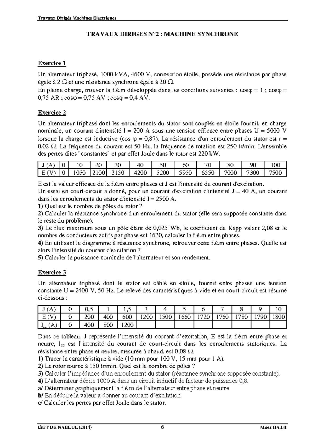 Td2-machine-synchrone - TR TRAAVVAAUUXX DDIIRRIIGGEESS NN°°2 2 : M ...