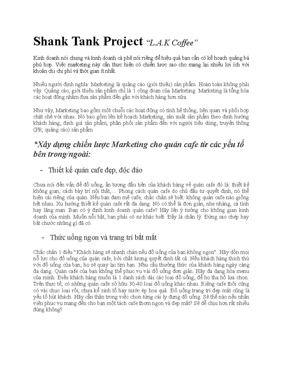 Shark-Tank - Yehh - Shank Tank Project “ L.A Coffee” Kinh doanh nói ...