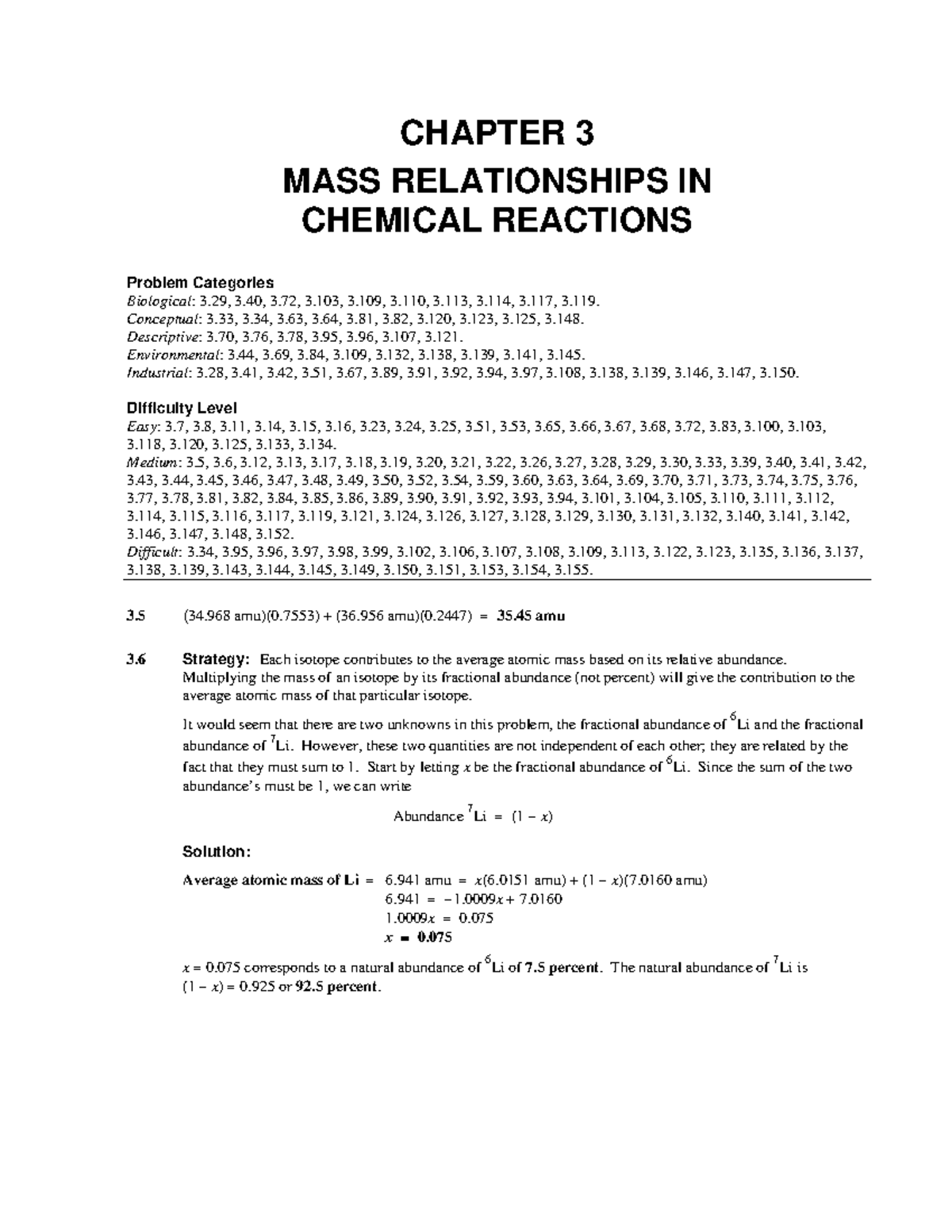 Chapter 3ISM - solution - CHAPTER 3 MASS RELATIONSHIPS IN CHEMICAL ...