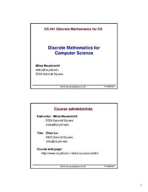 Lecture 3 - CS 441 Discrete mathematics for CS M. Hauskrecht CS 441 Discrete Mathematics for CS ...