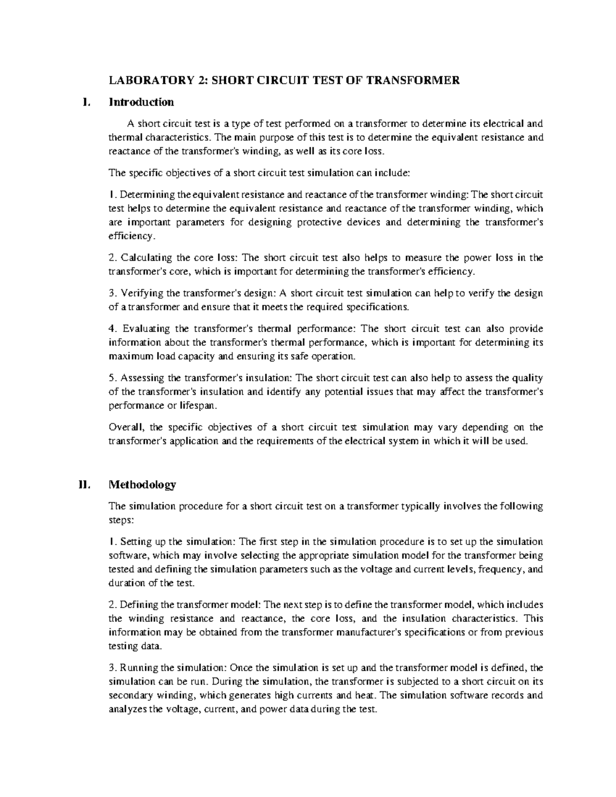 5 6291840743170378503 - LABORATORY 2: SHORT CIRCUIT TEST OF TRANSFORMER ...