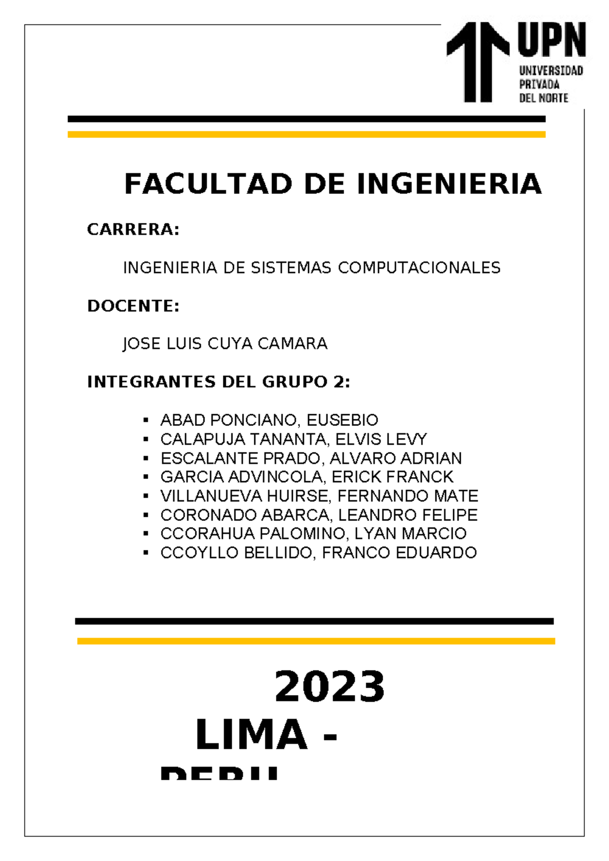 T1 Restaurante UPN - Modelamiento y Analisis de Software - FACULTAD DE INGENIERIA CARRERA: - Studocu