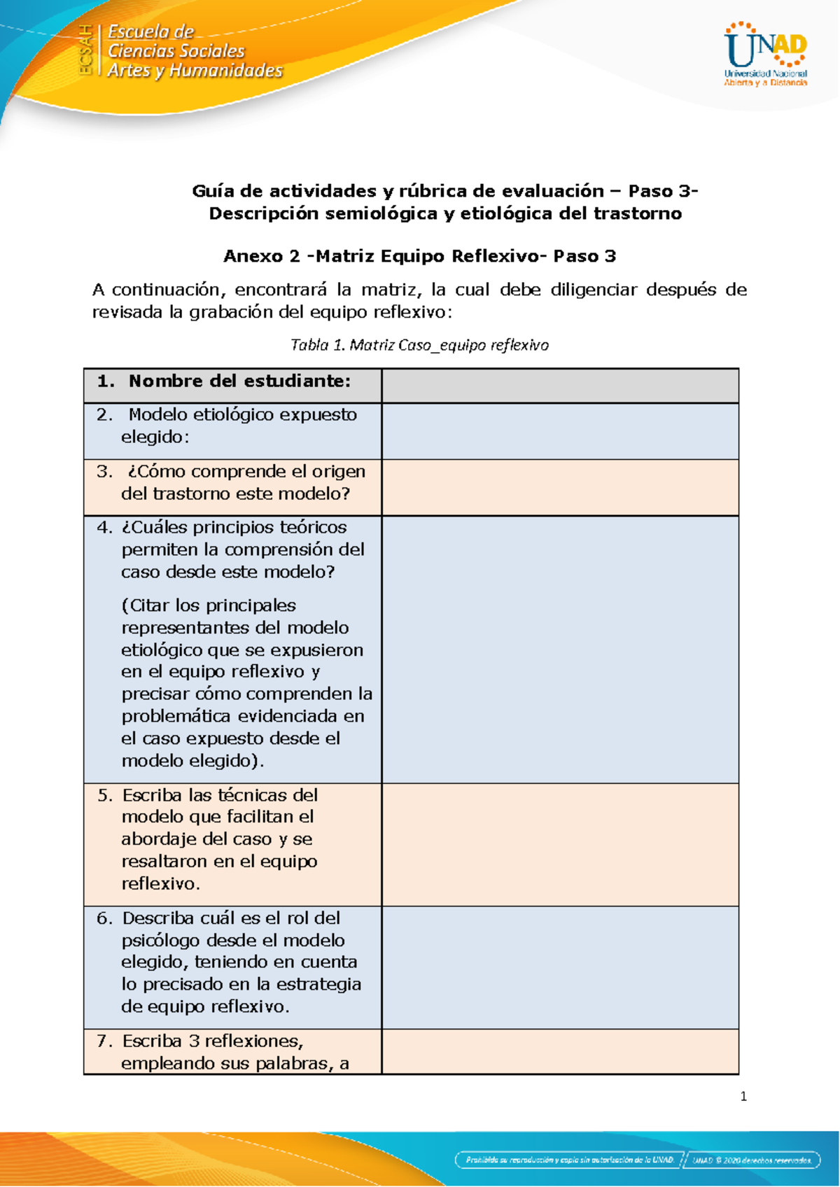 Psicopatologia Anexo 2-Matriz Equipo Reflexivo- Paso 3 - 1 Guía de actividades y rúbrica de ...