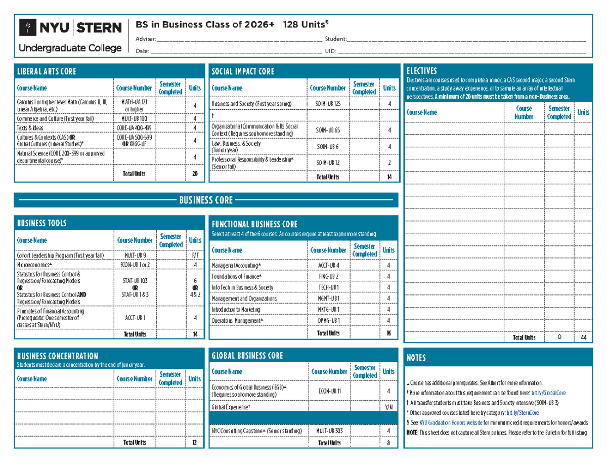 Bs-curriculum-worksheet - BS in Business Class of 2026+ 128 Units ...