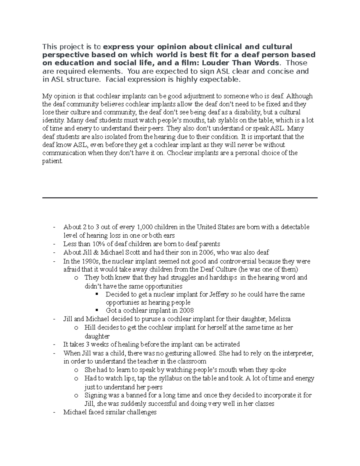 Louder Than Words (ASL Assignment) - This project is to express your ...