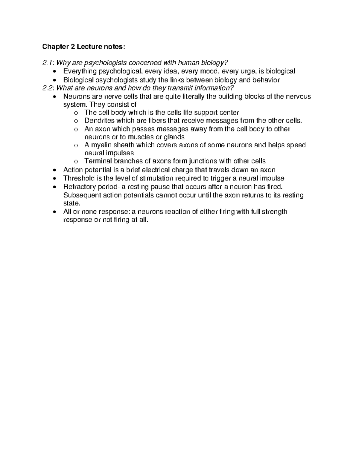 ch.2 sections 2.1 and 2.2 - Chapter 2 Lecture notes: 2: Why are ...