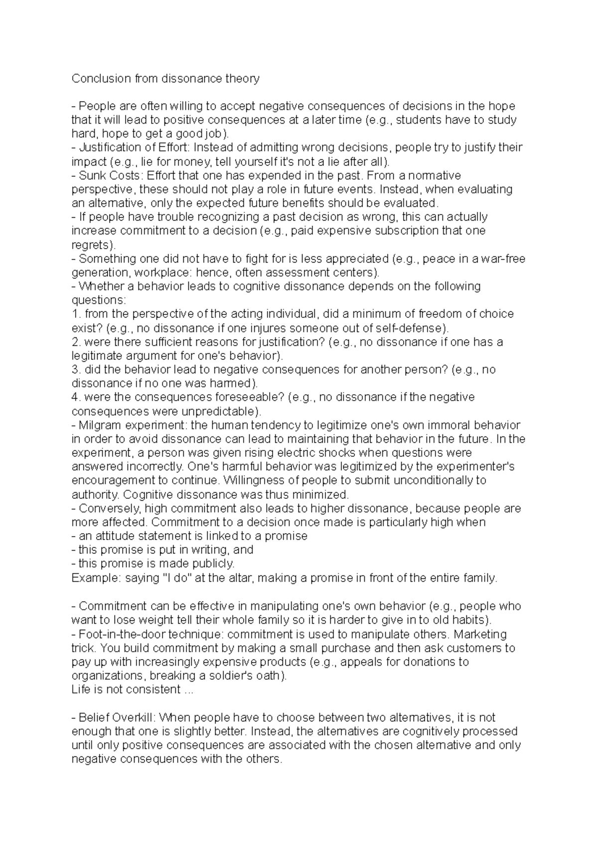 Conclusion from dissonance theory - Conclusion from dissonance theory ...