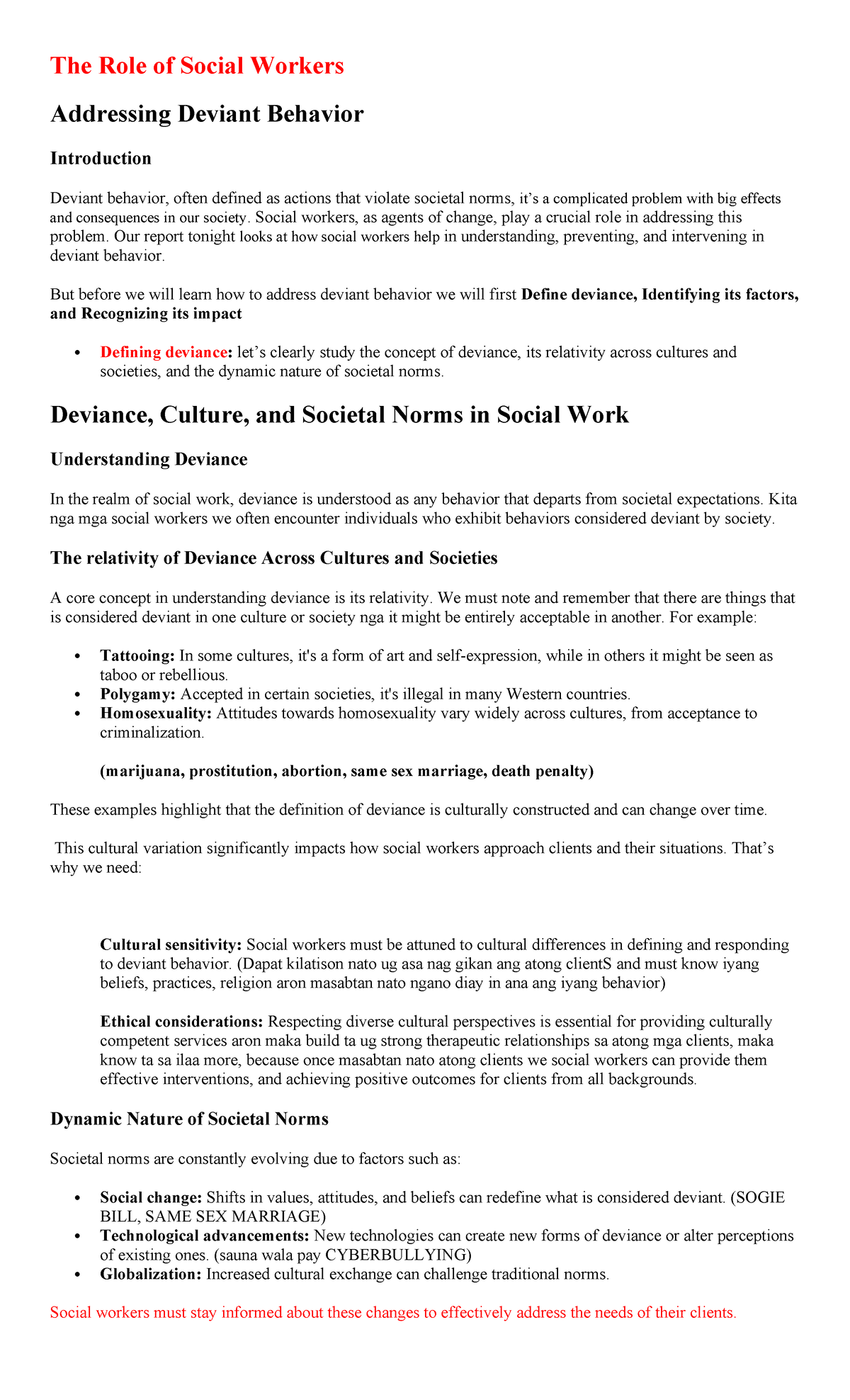 The Role of Social Workers - The Role of Social Workers Addressing ...