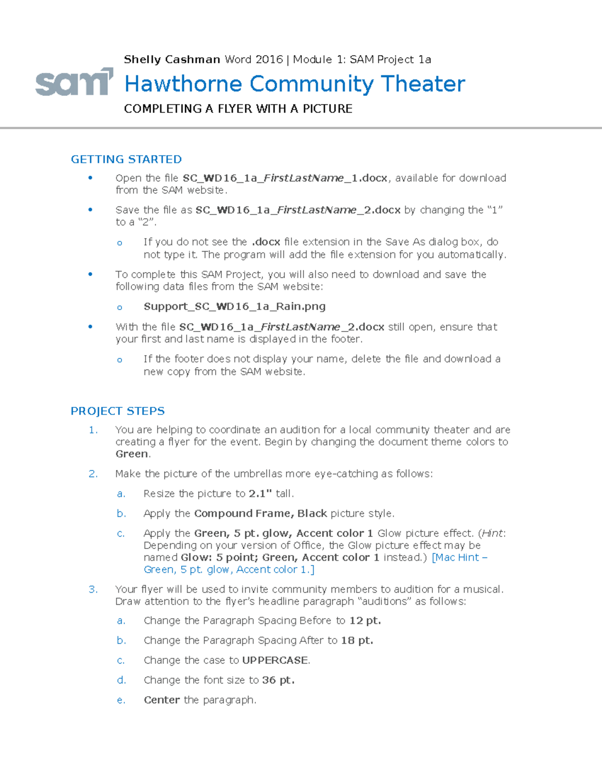 Instructions SC WD16 1a - Shelly Cashman Word 2016 | Module 1: SAM ...
