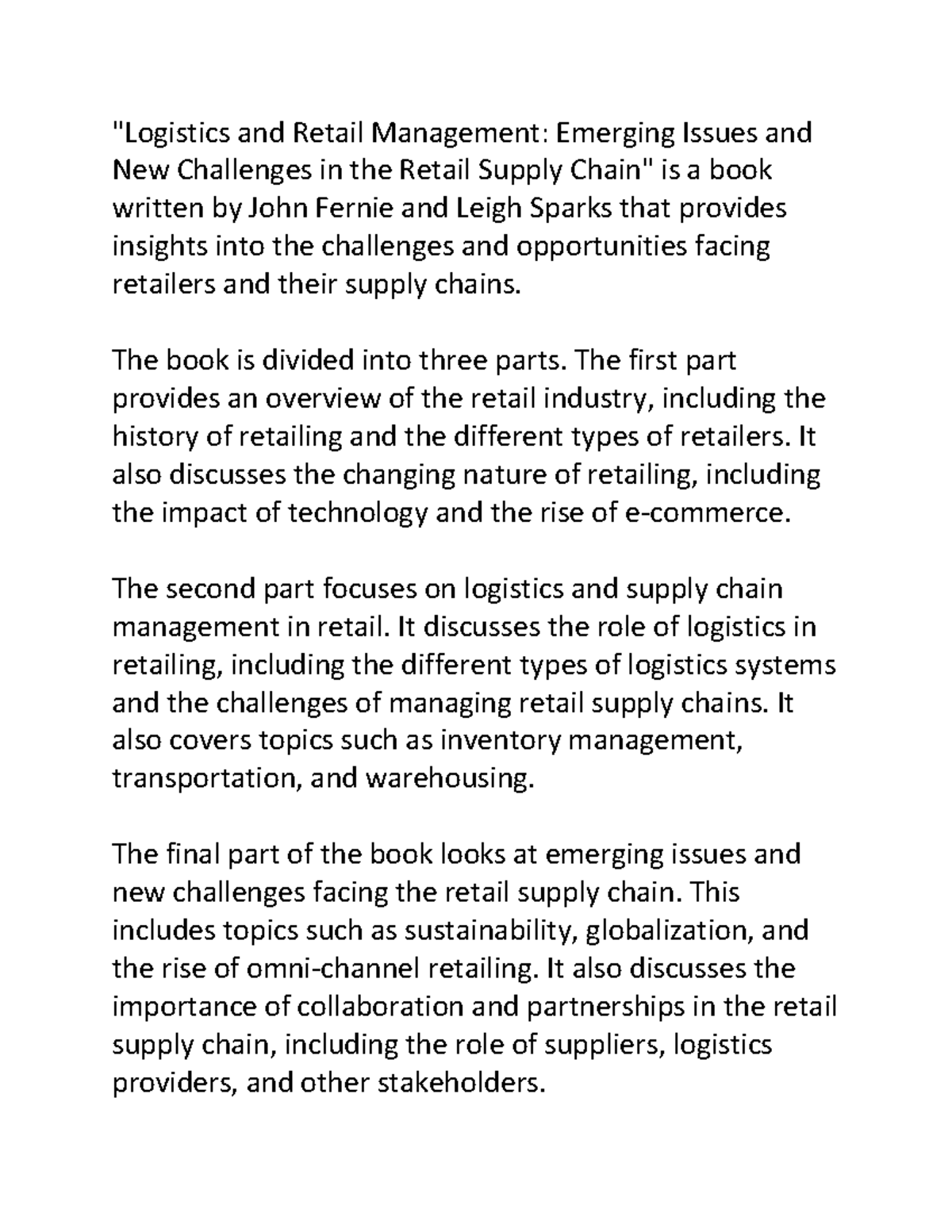 Logistics and Retail Management - "Logistics and Retail Management ...