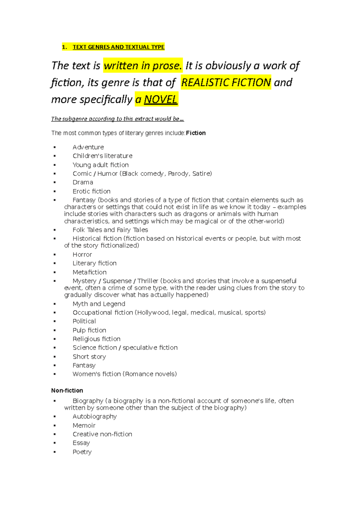 TEXT Genres AND Textual TYPE - 1. TEXT GENRES AND TEXTUAL TYPE The text ...