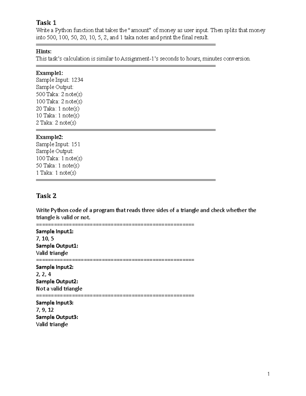 Programming Language I Branching In Python V2 Task 1 Write A Python