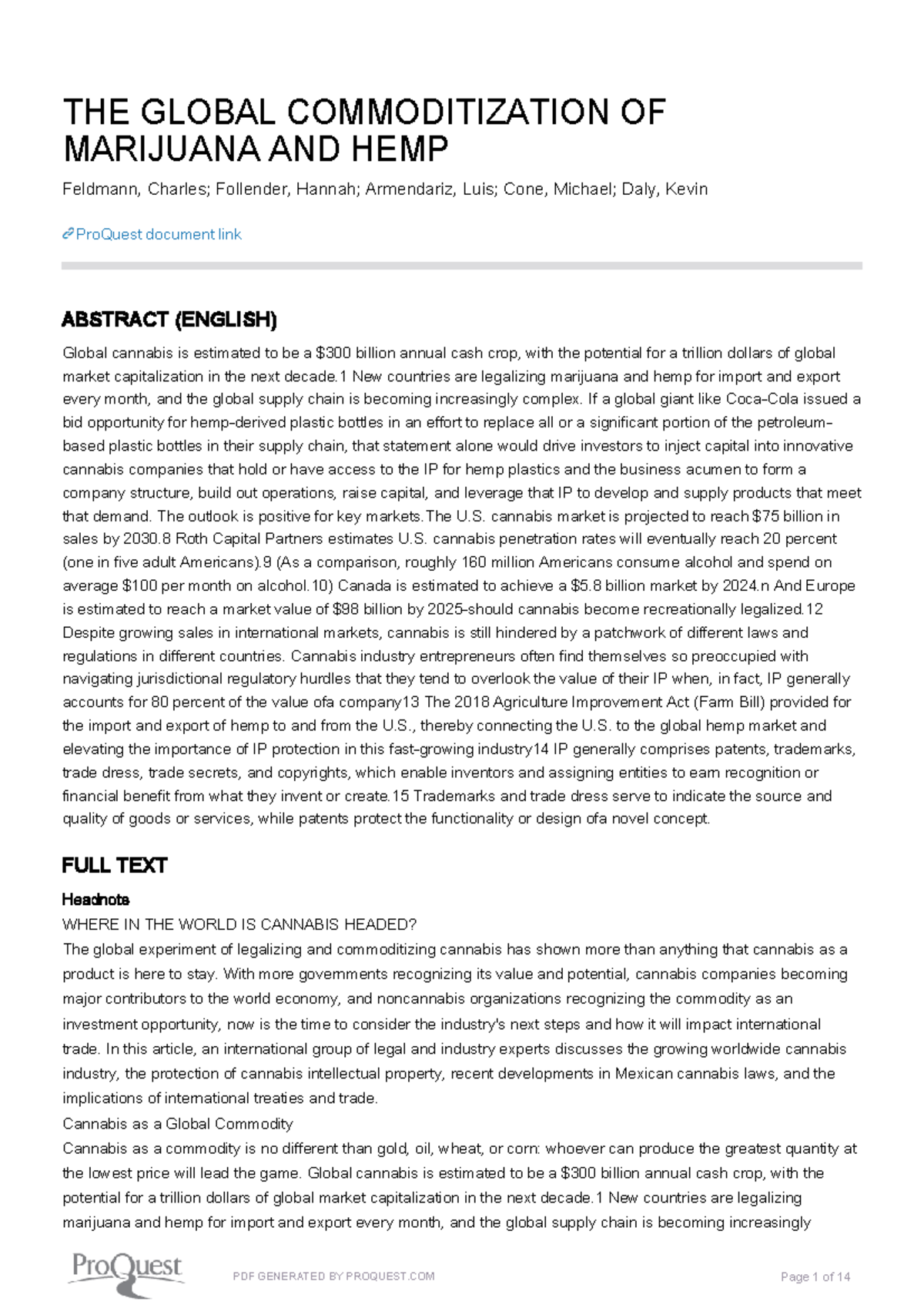 Pro Quest Documents 2023 04 15 - THE GLOBAL COMMODITIZATION OF ...