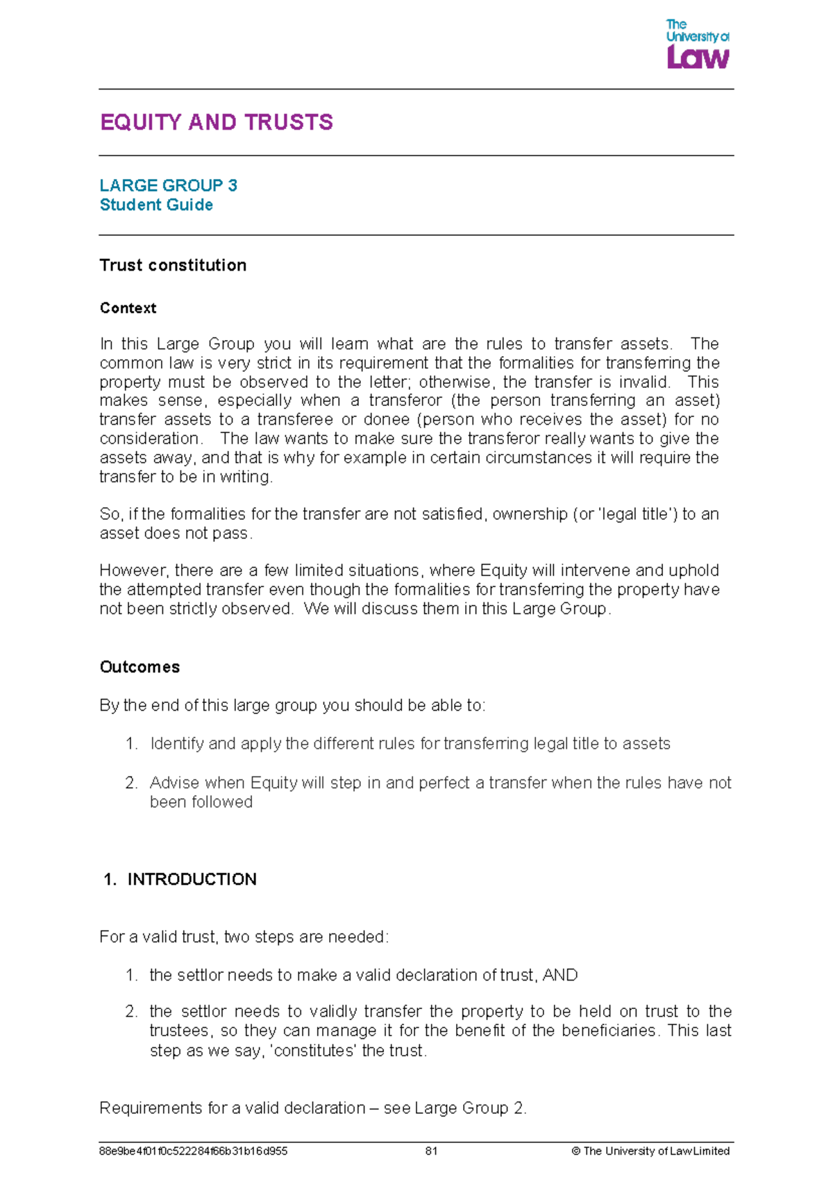 2425 eqtr lg03 ce01 student guide - EQUITY AND TRUSTS LARGE GROUP 3 Student Guide Trust ...