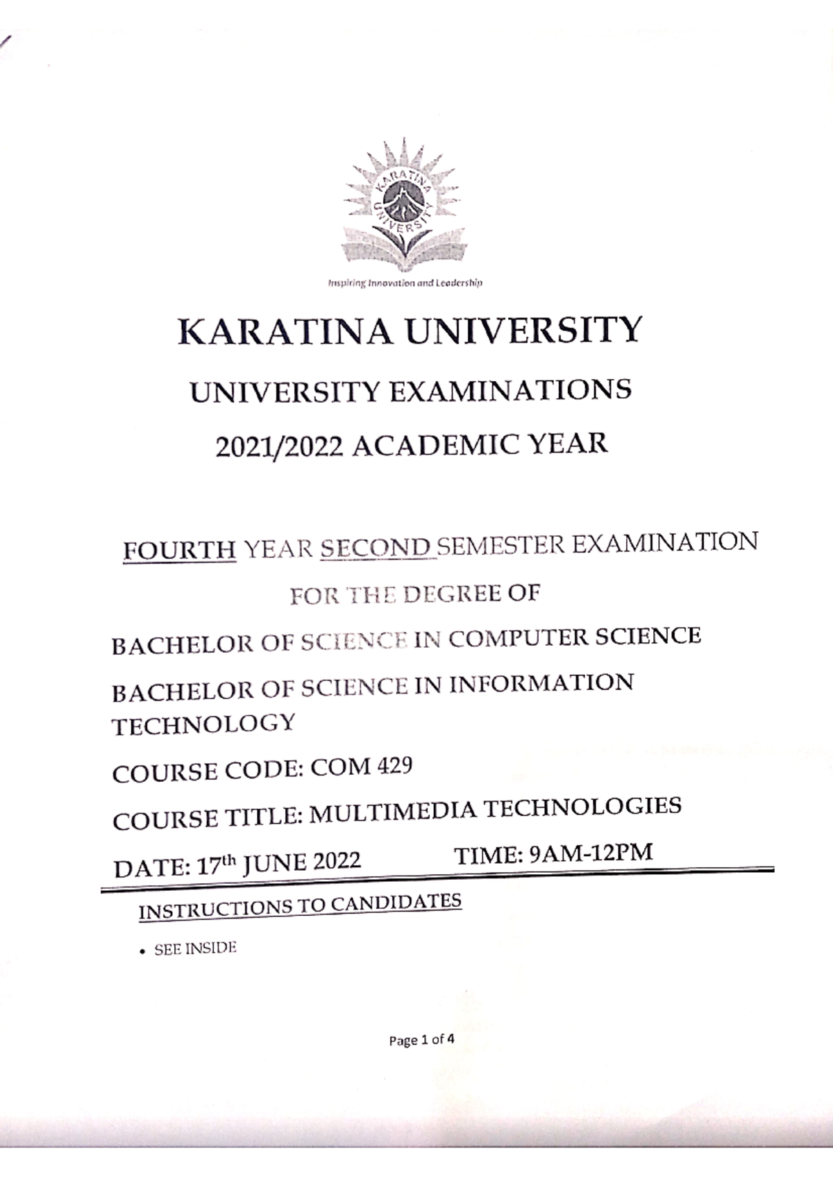 COM429- Multimedia - done - information Science - Studocu
