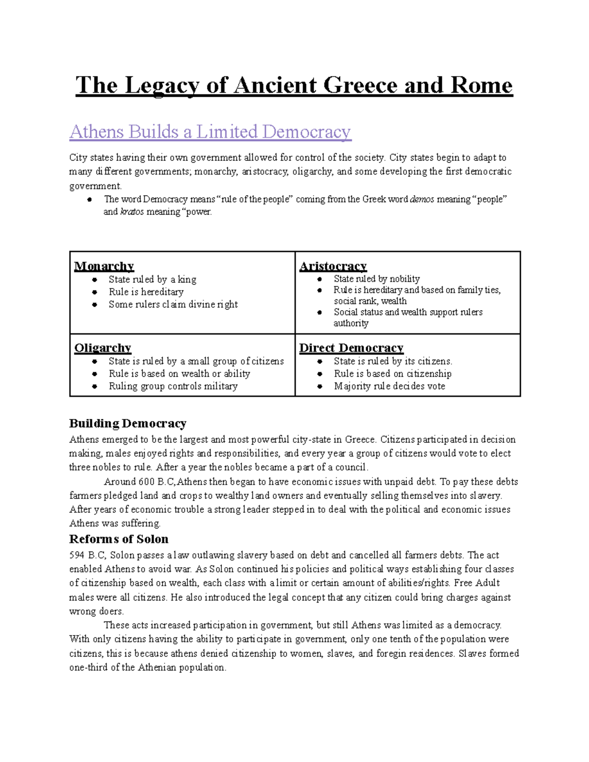 Rise of Democratic Ideas Notes - Google Docs - The Legacy of Ancient ...