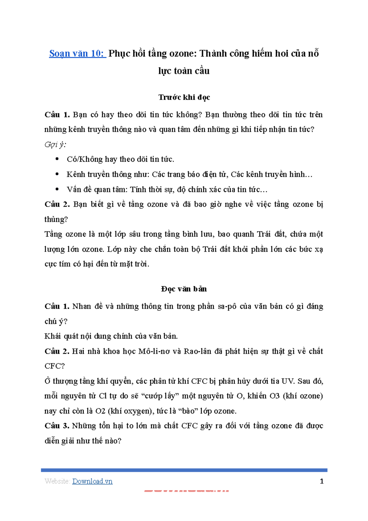 Phuc hoi tang ozone - ddsss - Corporate Finance - FPT - Studocu