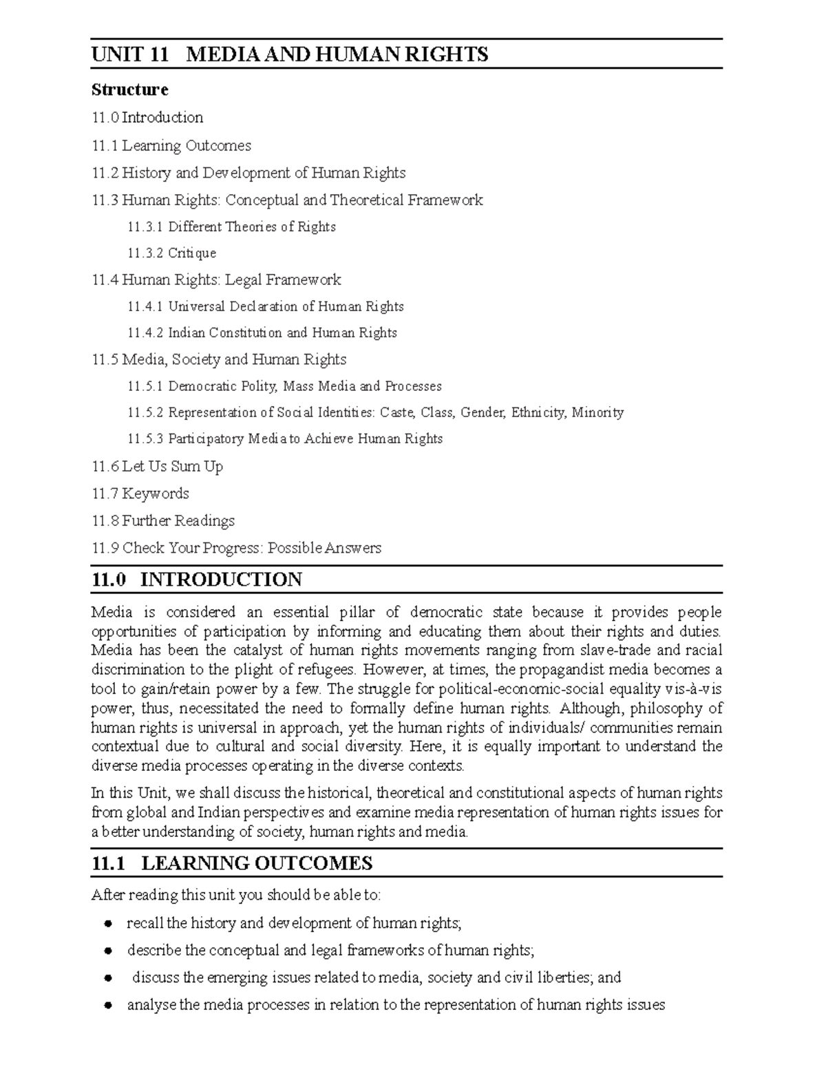 Unit 11 - Media and human rights examines the individual natural rights ...