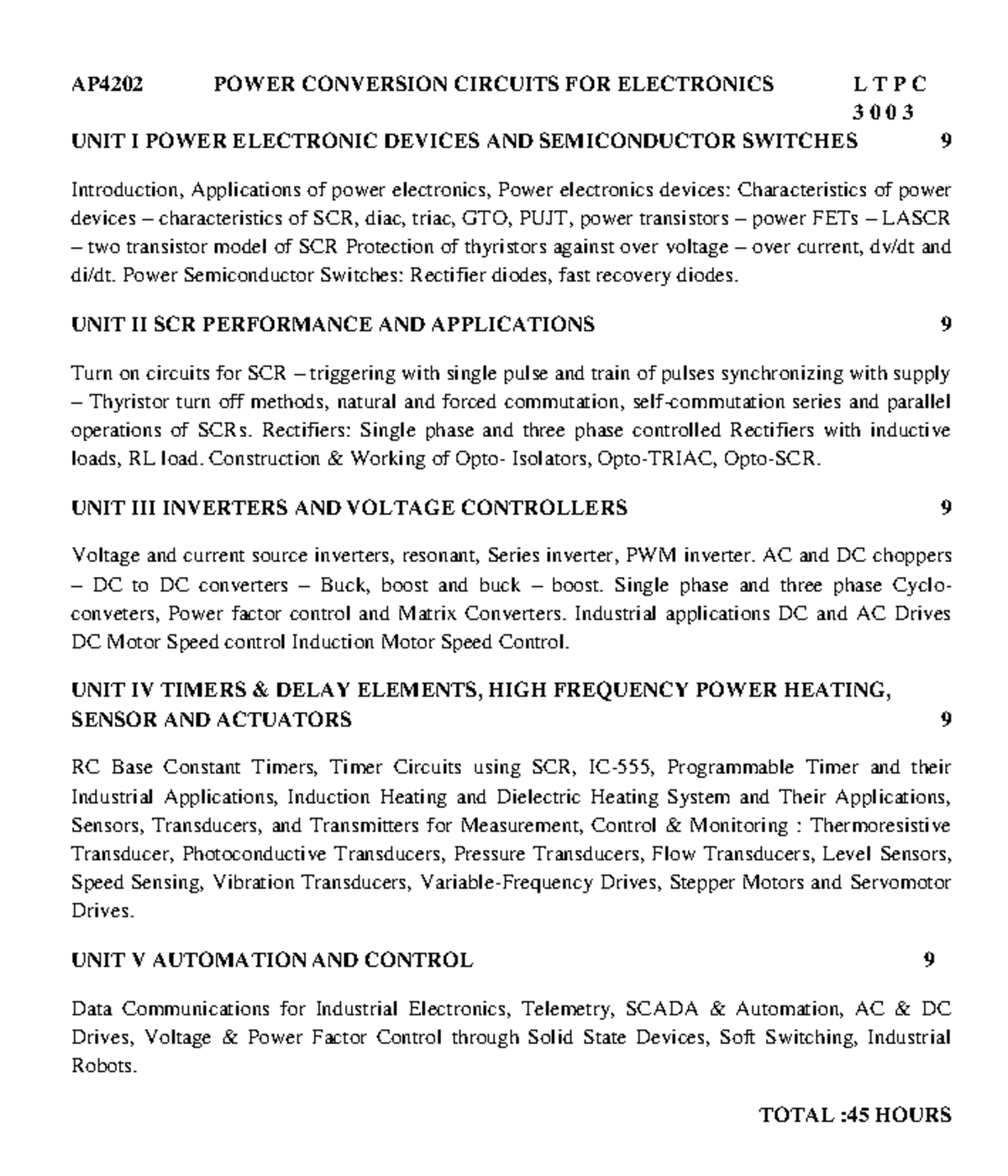 Ap4202 Power Conversion Circuits For Electronics L T P C Ap4202 Power Conversion Circuits For