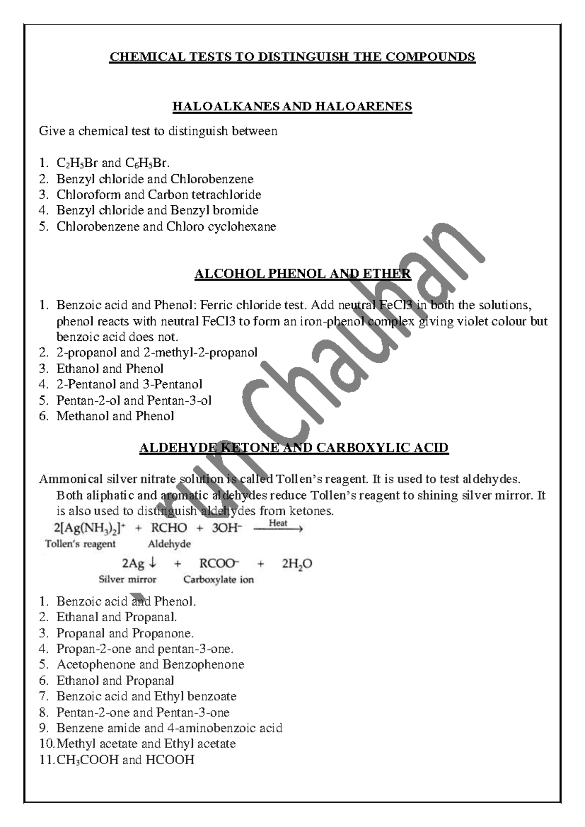 Chemical Tests - CHEMICAL TESTS TO DISTINGUISH THE COMPOUNDS ...