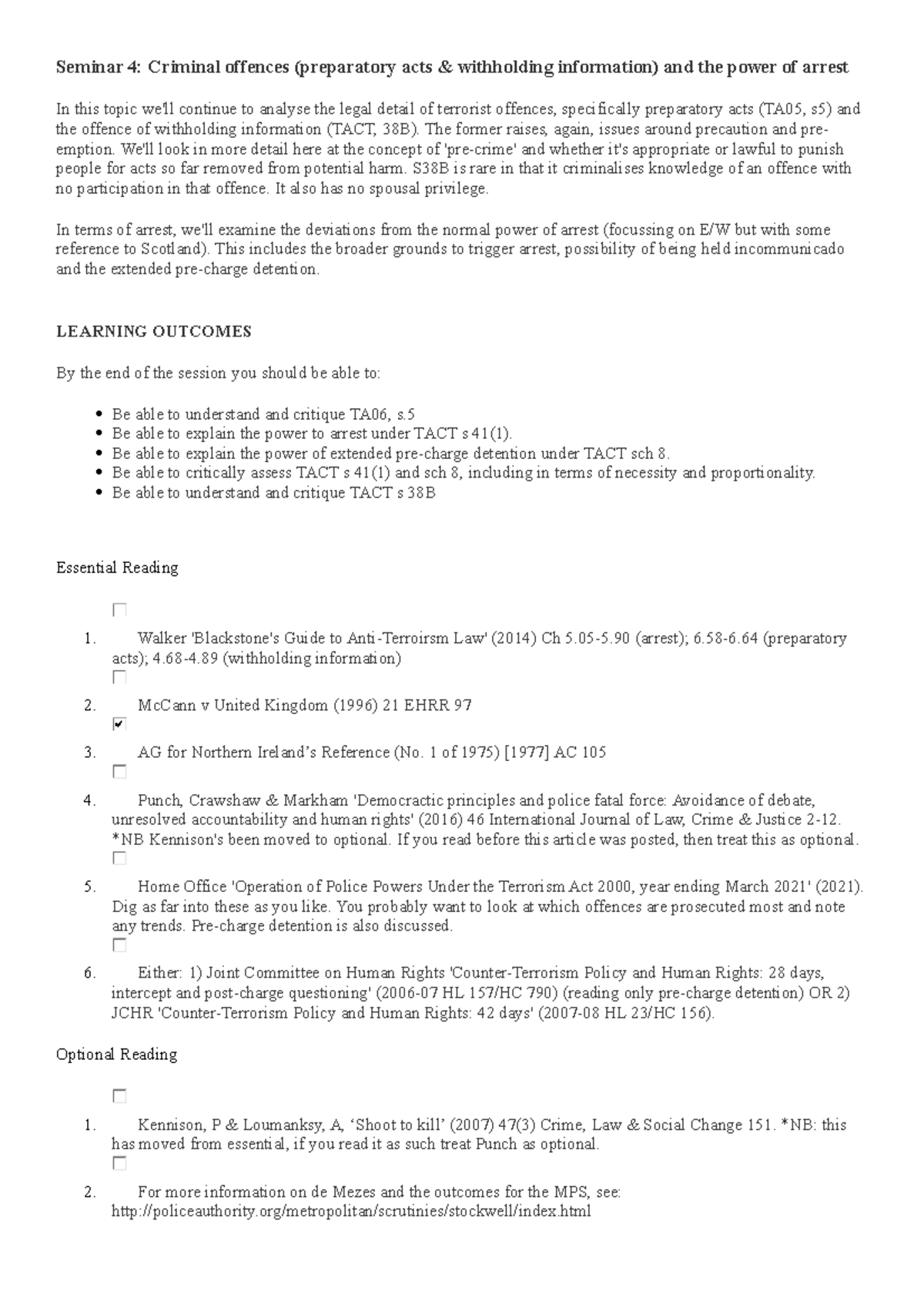 Seminar 4 Criminal offences (preparatory acts & withholding information ...