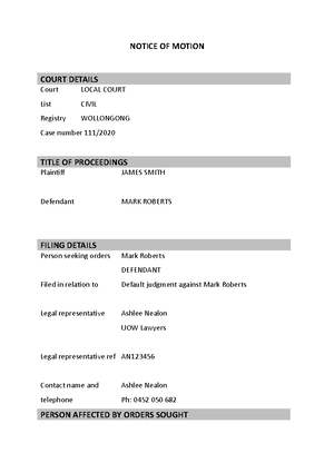 File Note - File Note for Court Appearance Assessment - File Note Date ...