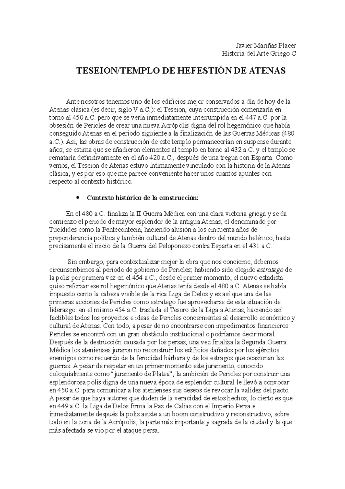 Teseion DE Atenas - Javier Mariñas Placer Historia del Arte Griego C ...