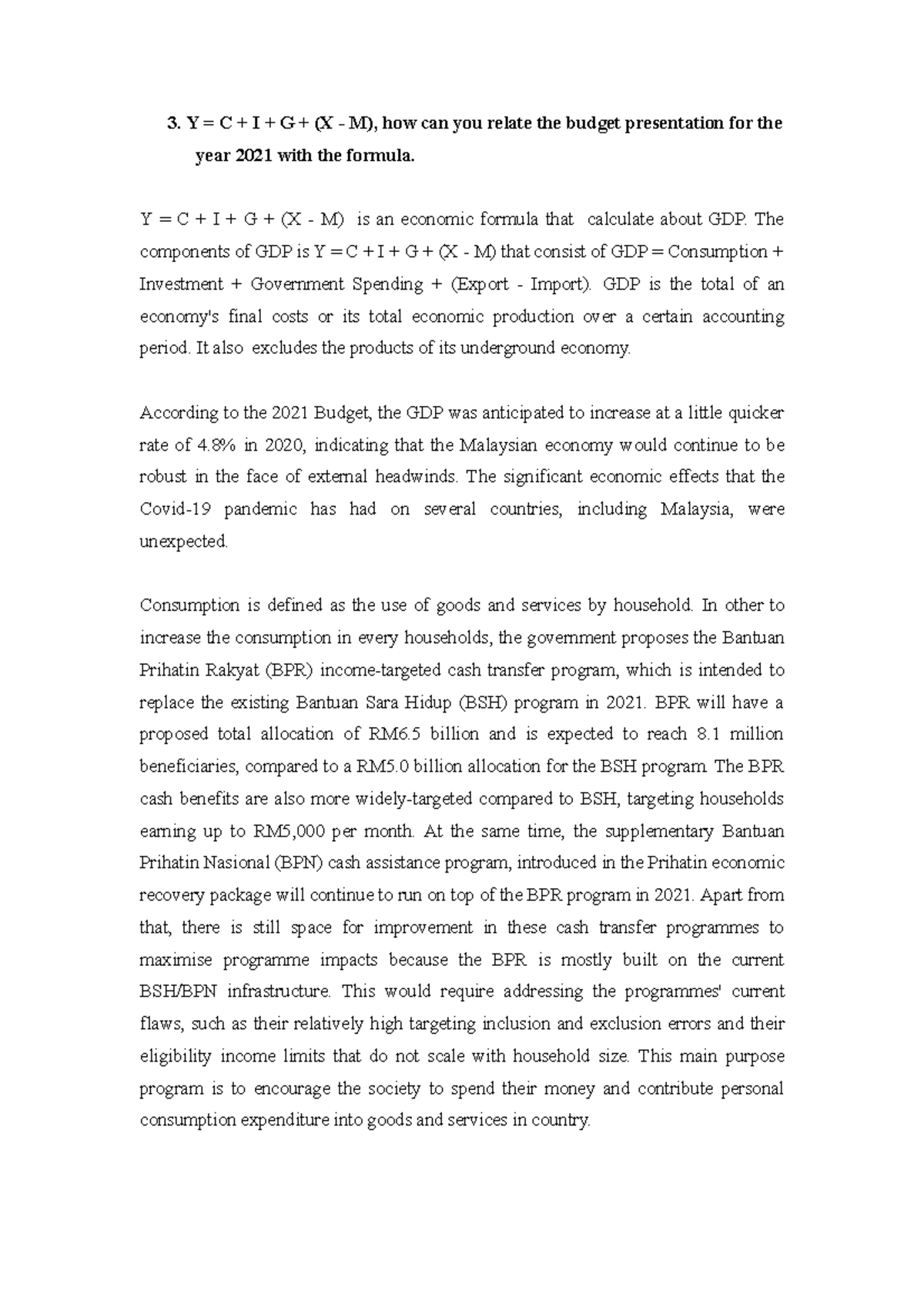 Eco649 ASSIGNMENT Y C I G X M How Can You Relate The