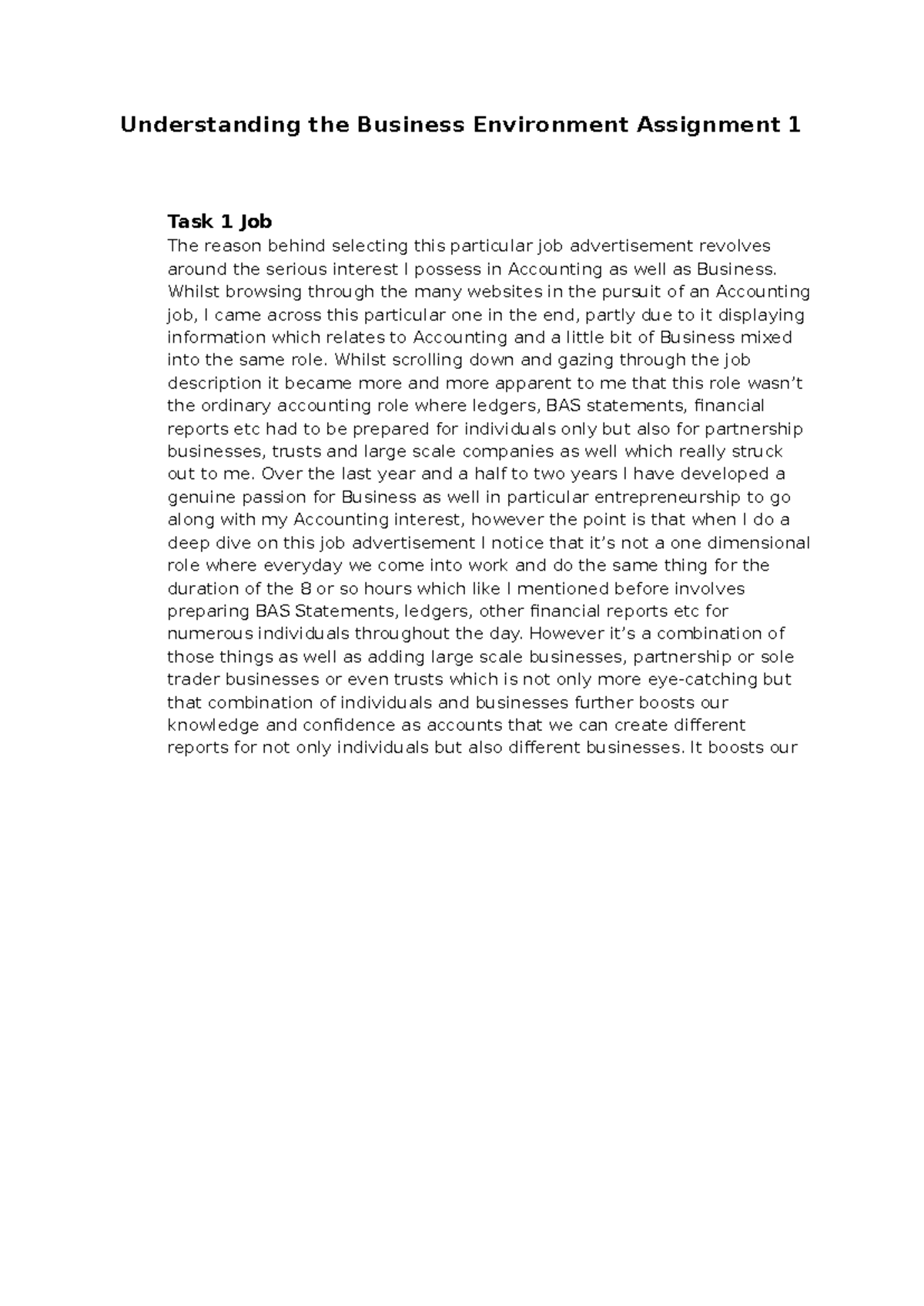 Understanding the Business Environment Assignment 1 - Whilst browsing ...