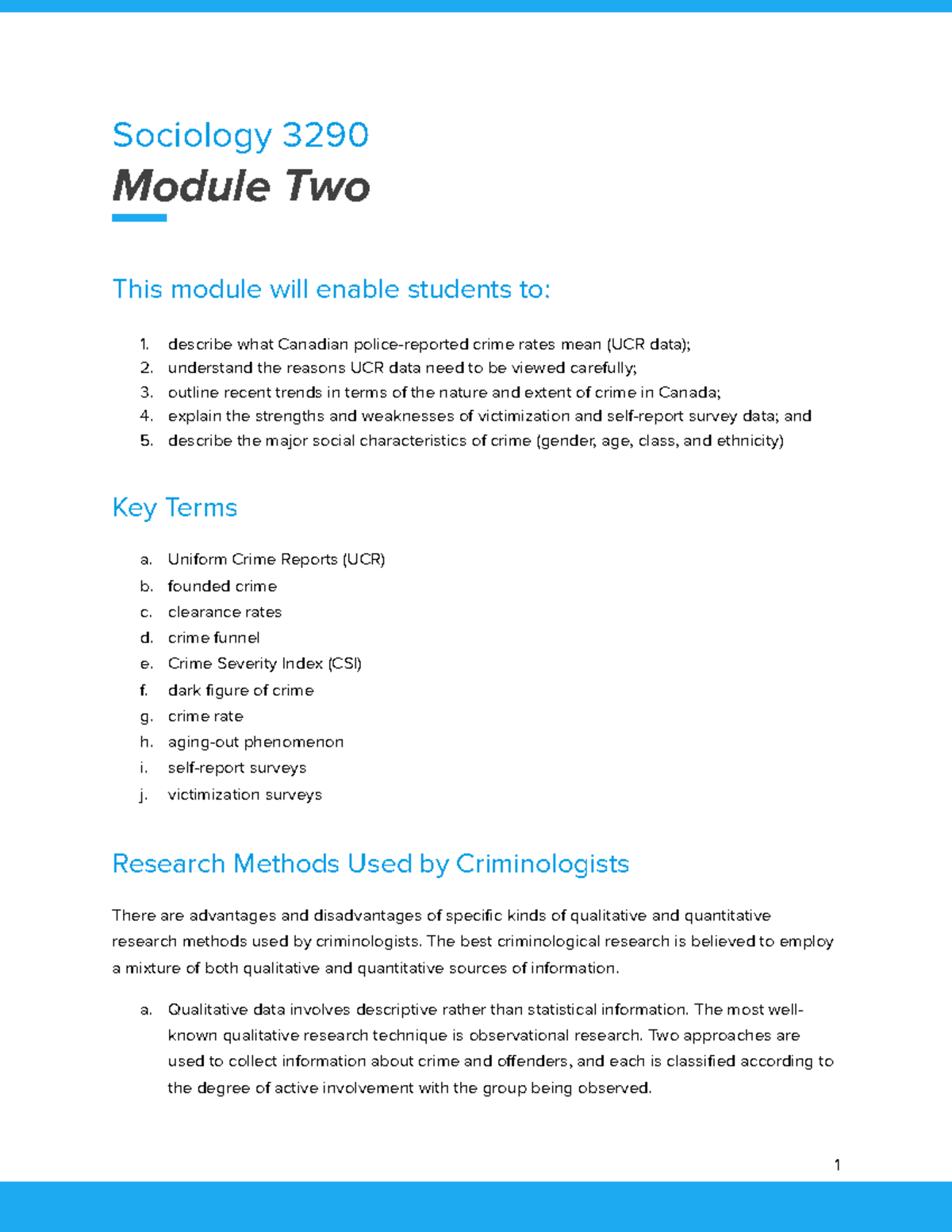 Module Two - Sociology 3290 - Sociology 3290 Module Two This module ...