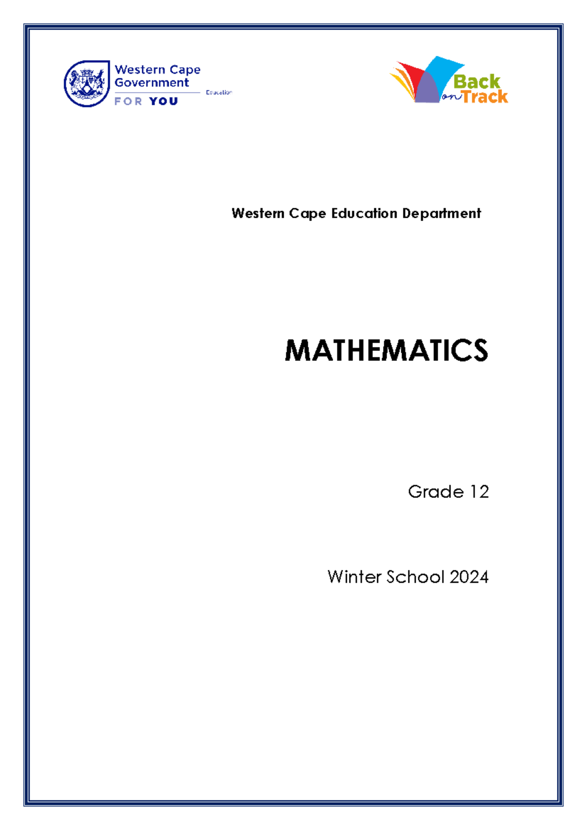 Mathematics 2024 BOT Winter School Grade 12 Learne 240522 103501 ...