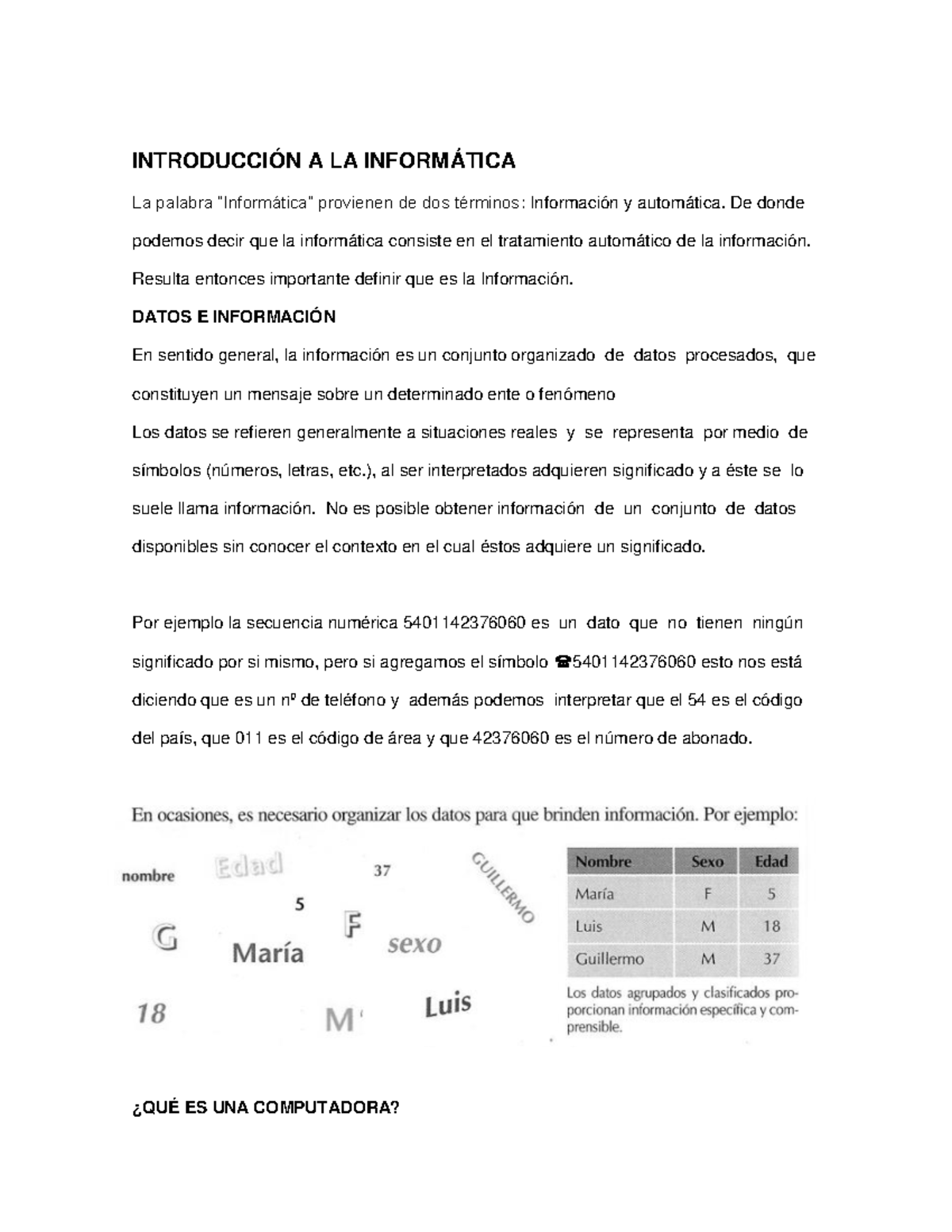 3 Introducción A LA Informática - INTRODUCCIÓN A LA INFORMÁTICA La ...
