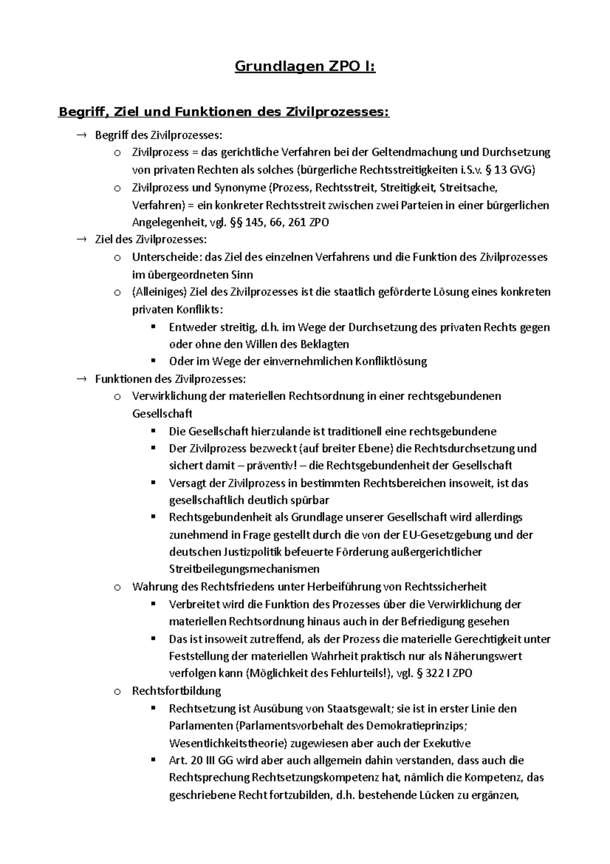 Grundlagen ZPO I - Sommersemester - Grundlagen ZPO I: Begriff, Ziel und ...