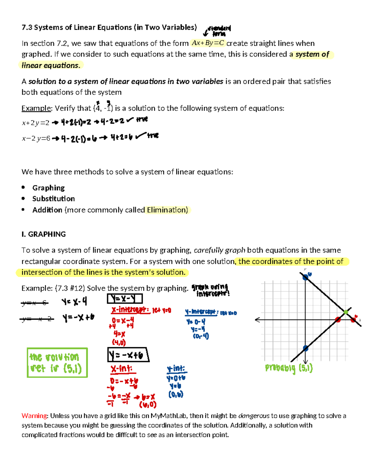 Chapter 7 section 3 - 7 Systems of Linear Equa5ons (in Two Variables ...