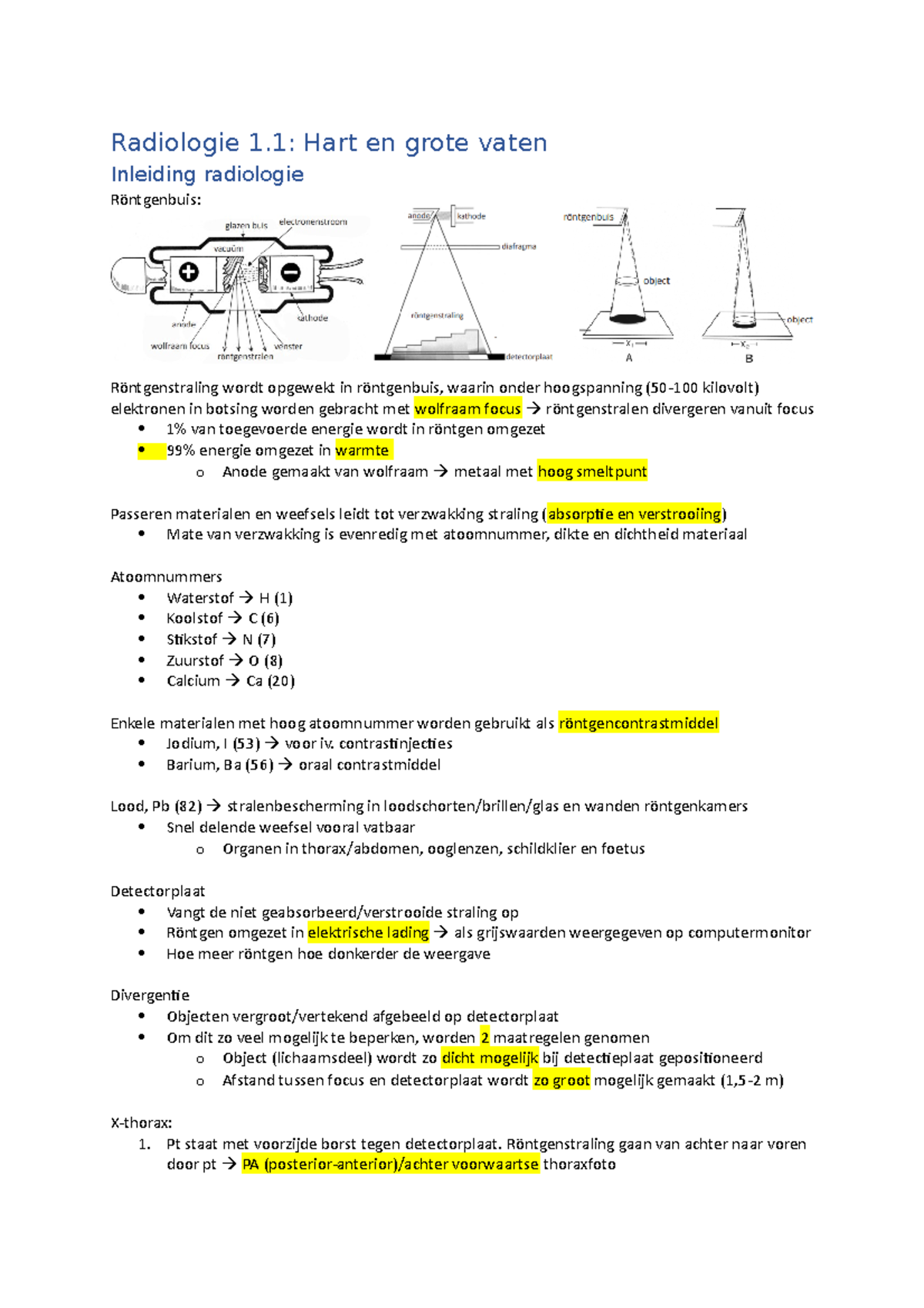 Radiologie samenvatting - Radiologie 1: Hart en grote vaten Inleiding ...