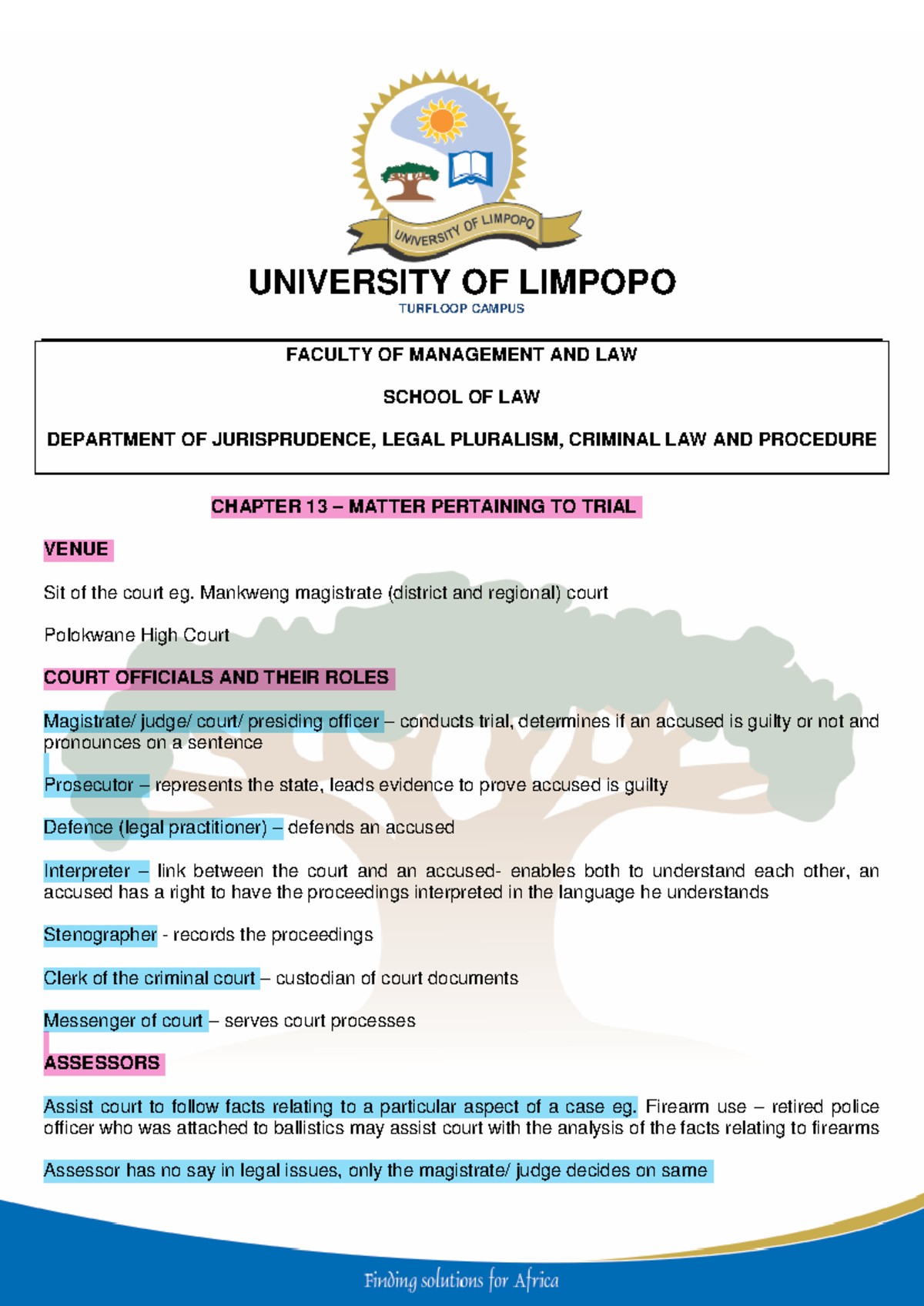 BB Chapter 13 - werhtrytukliikyujefwd - UNIVERSITY OF LIMPOPO TURFLOOP ...