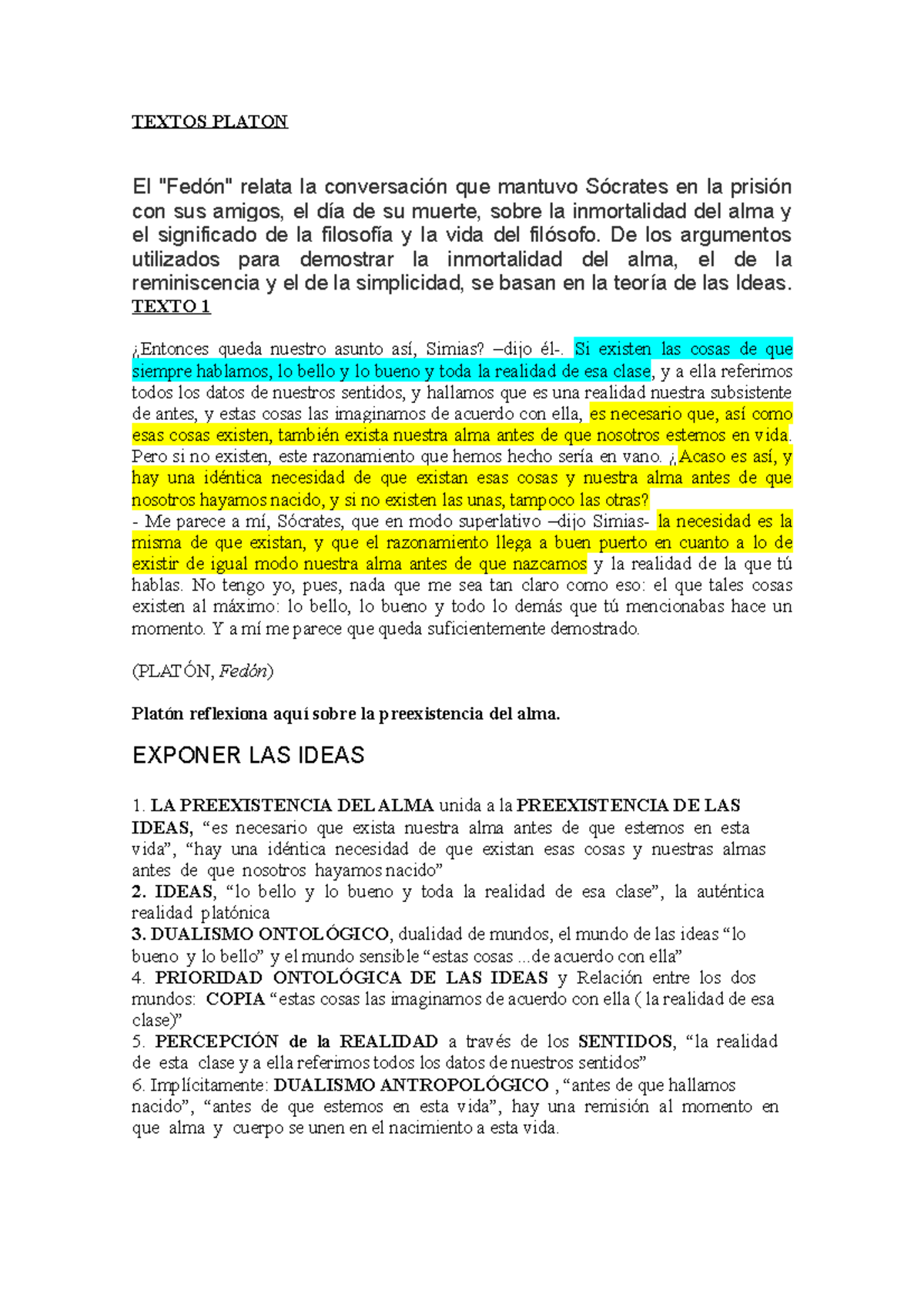 Seleccion DE Textos DE Platon - TEXTOS PLATON El "Fedón" relata la ...