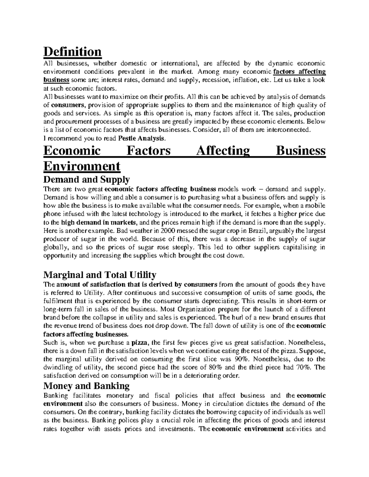 Economic Factors Influencing - Definition All businesses, whether ...